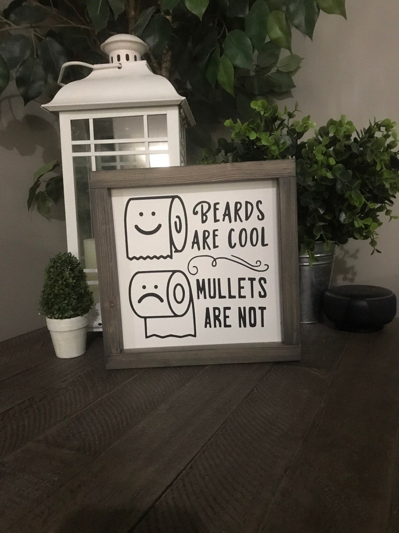 Funny Bathroom Sign, Beards/mullets, Restroom Humor, Framed 9x9 - Etsy