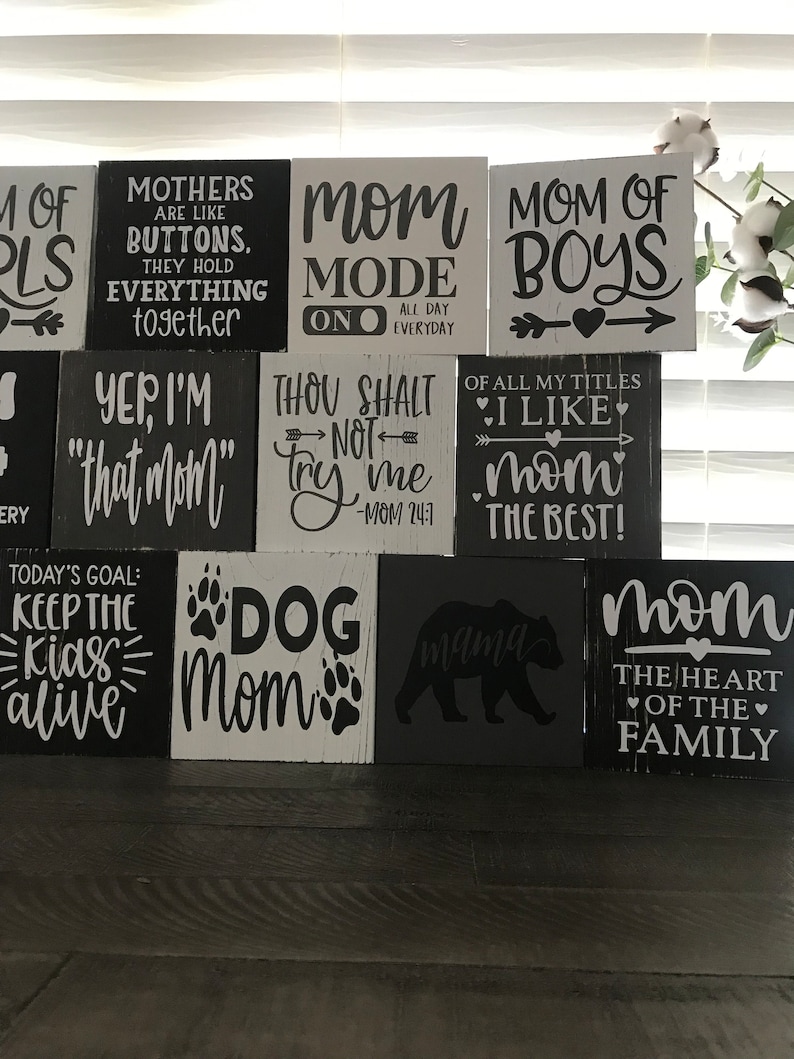 Hand Painted Mom Wood Sign, Tier Tray Decor - Etsy