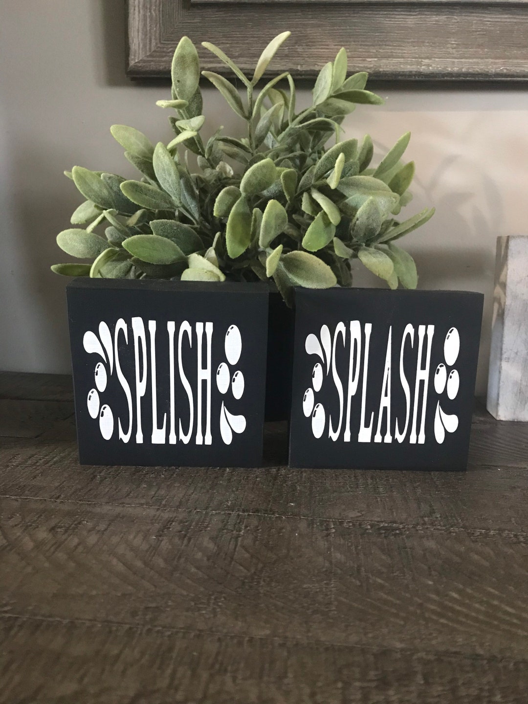 Splish Splash Sign, Set of 2, Bathroom Sign Set, Shelf Decor, Shelf ...