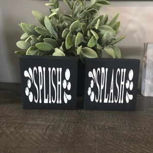 Splish Splash Sign, Set of 2, Bathroom Sign Set, Shelf Decor, Shelf ...