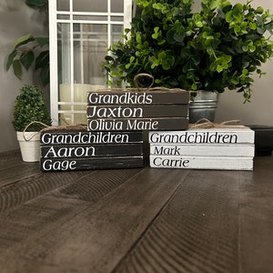 Farmhouse Birth Announcement Stacked Wood Books, Name, Birthdate ...