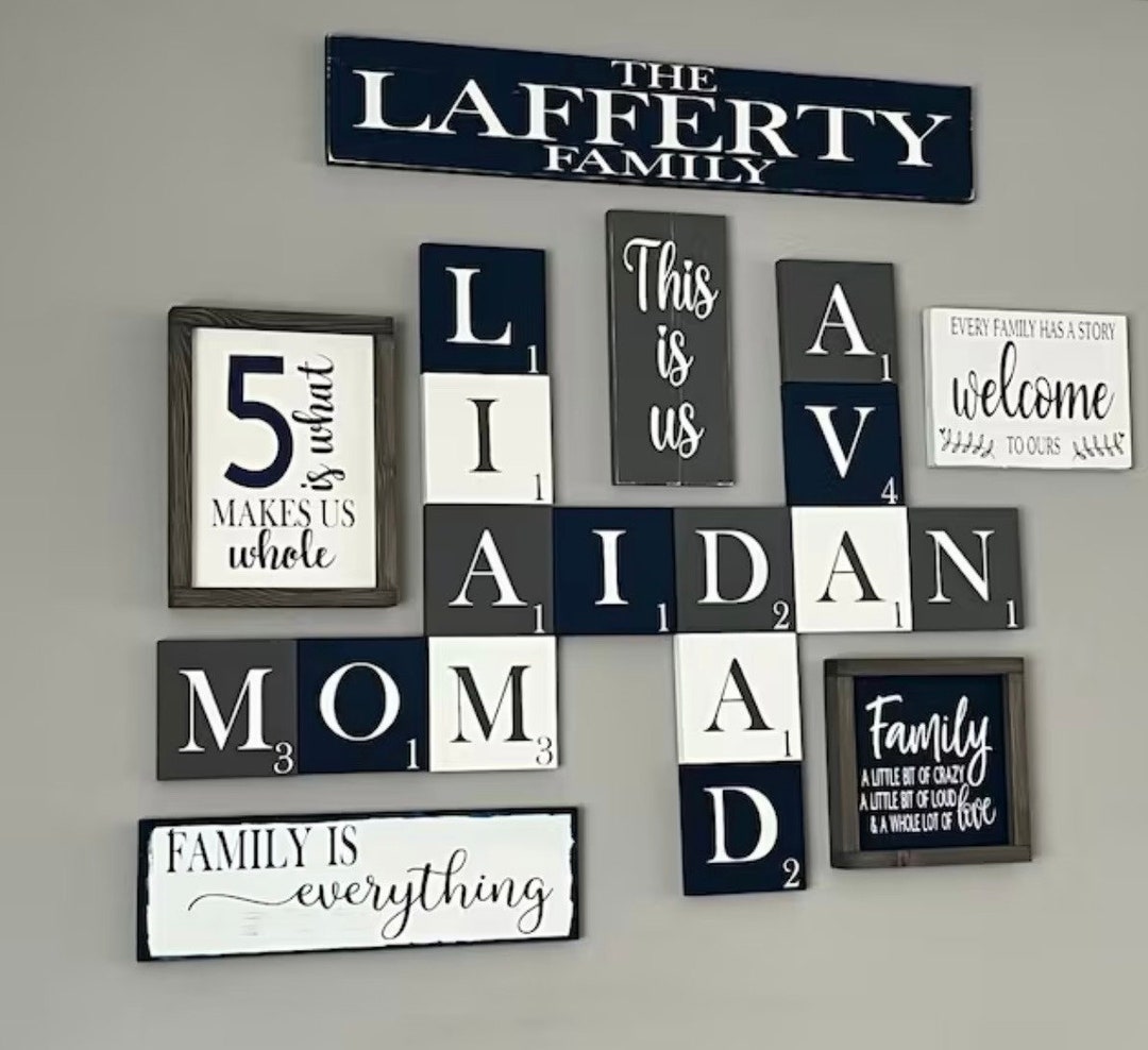 Multicolored Scrabble Wall Letters, Crossword Wall, Family Name Wall ...