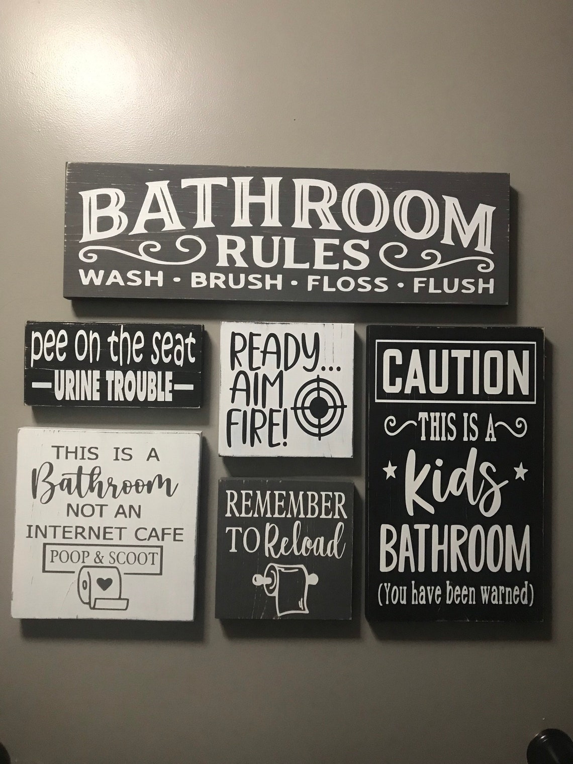 Bathroom Wood Signs Design Own Gallery Wall Bathroom Sign - Etsy