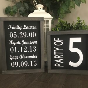 Set of 2 Personalized Date Sign and Party of Sign, Birthday Sign, Last ...