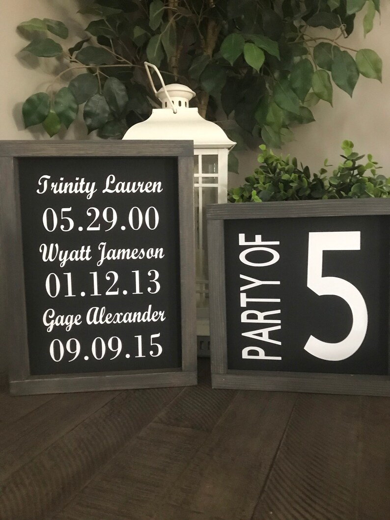 Set of 2 Personalized Date Sign and Party of Sign, Birthday Sign, Last ...