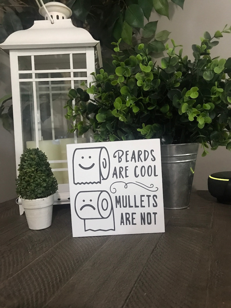 Funny Bathroom Wood Sign, Beards Mullets, Shelf Sitter - Etsy