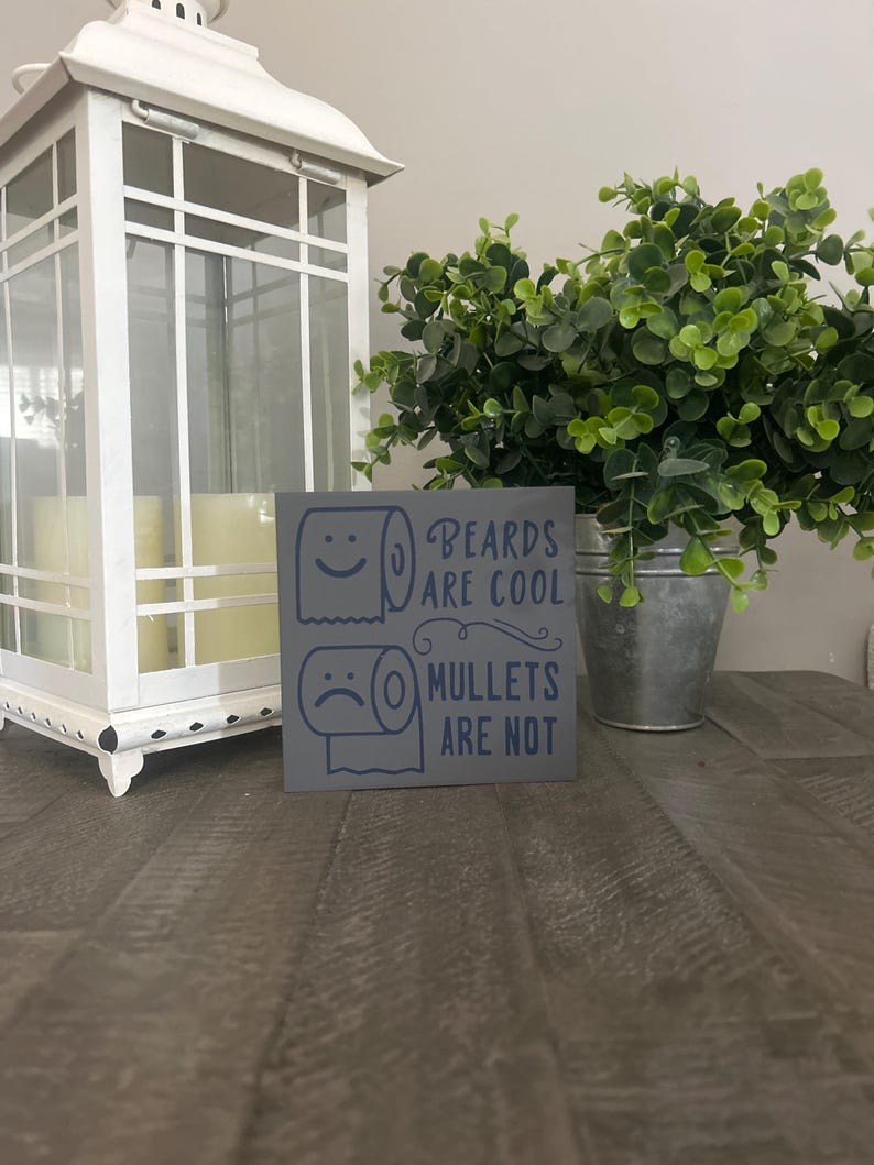 Funny Bathroom Wood Sign, Beards Mullets, Shelf Sitter - Etsy