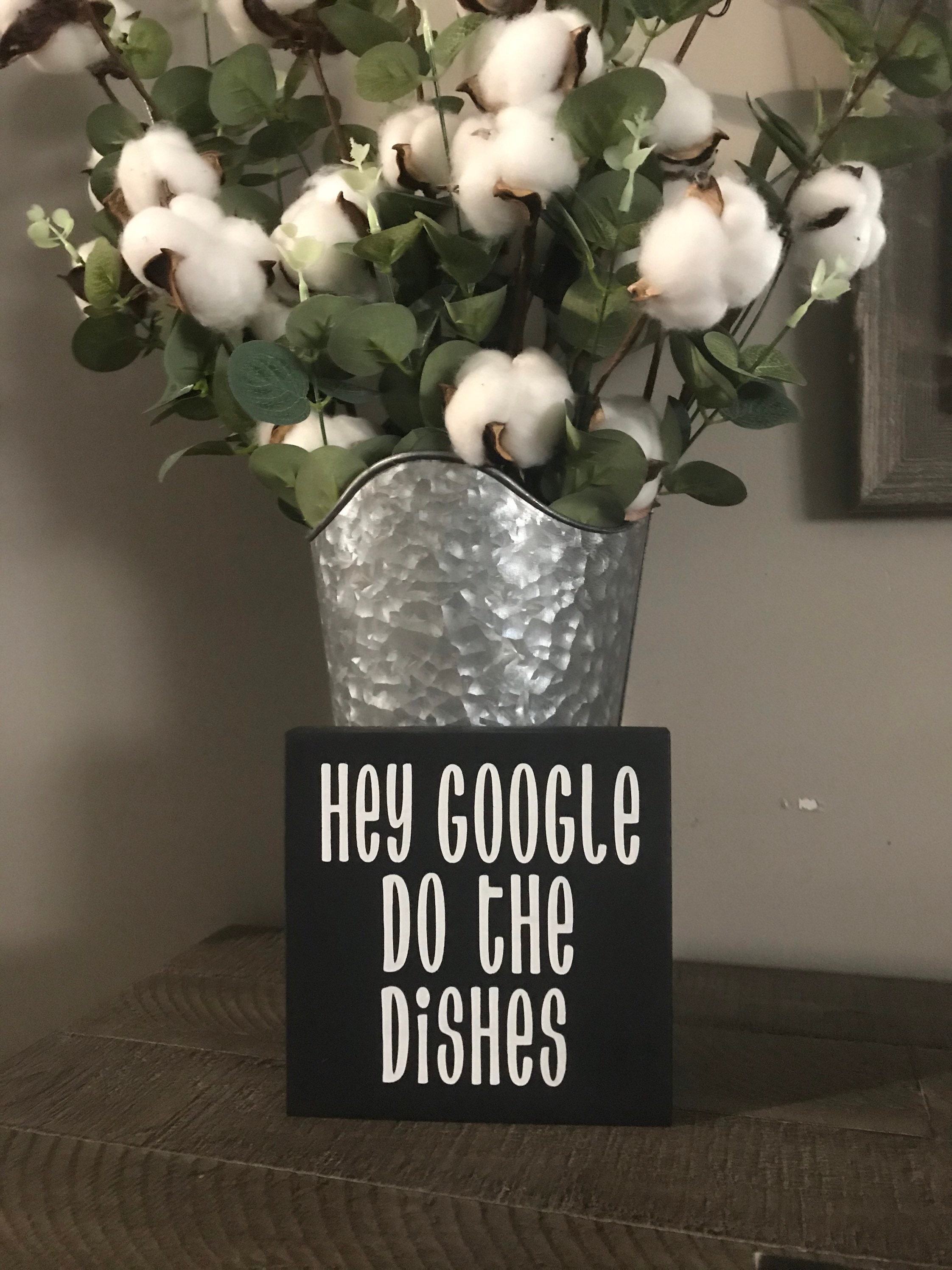 Hey Google Do the Dishes Wood Sign Block Sign Kitchen | Etsy