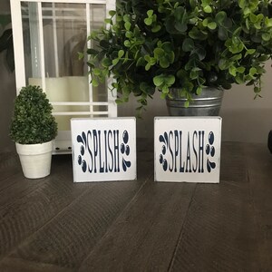 Splish Splash Sign, Set of 2, Bathroom Sign Set, Shelf Decor, Shelf ...