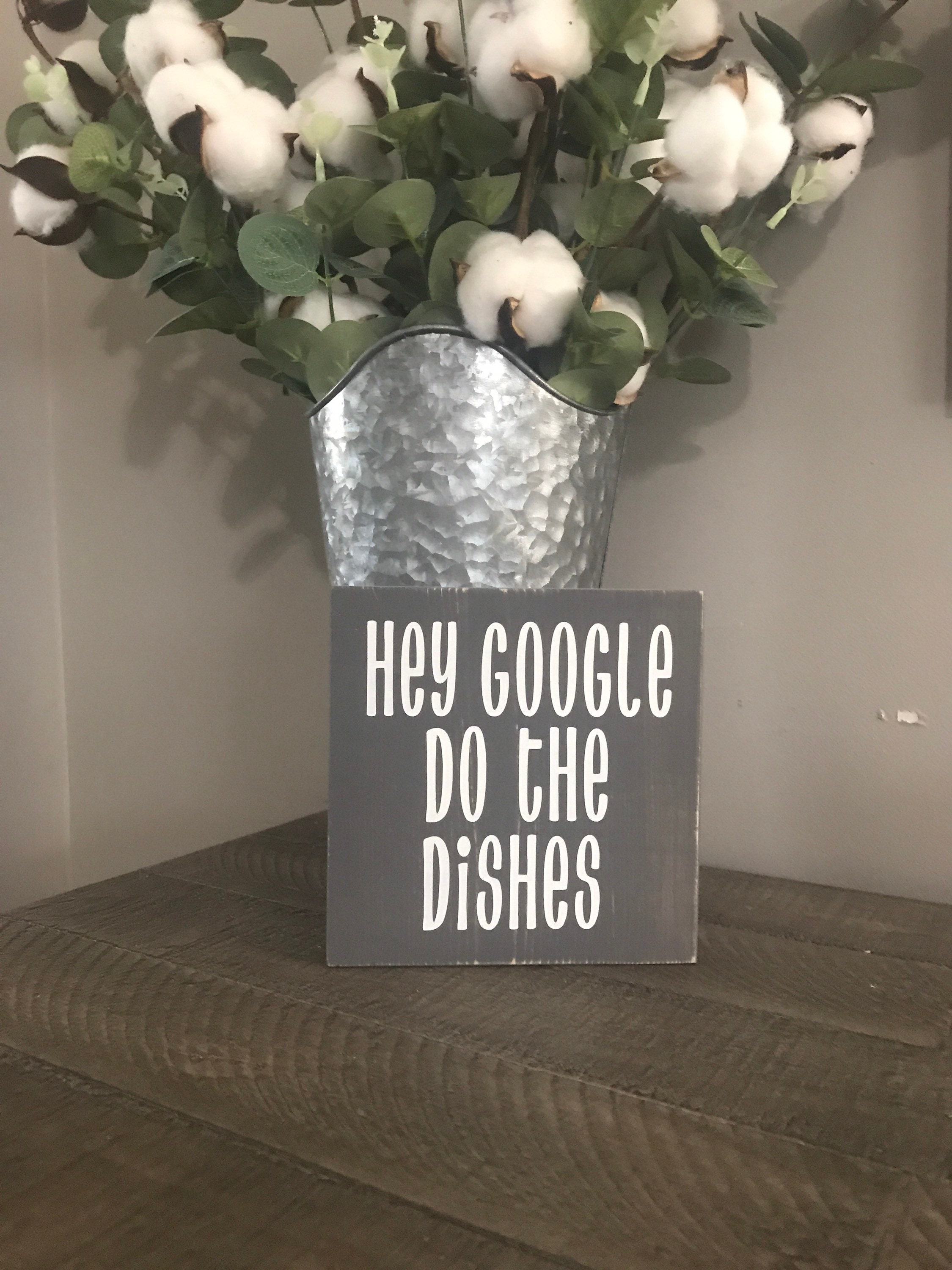 Hey Google Do the Dishes Wood Sign Block Sign Kitchen | Etsy