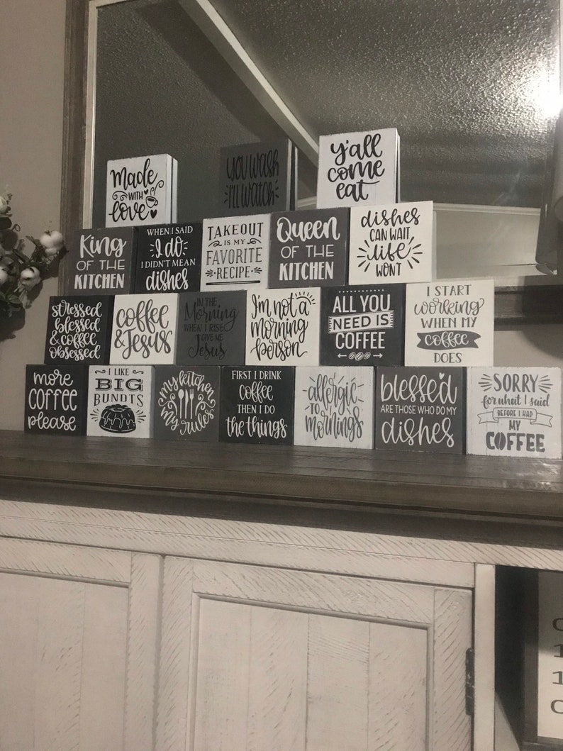 Kitchen Coffee Signs Small Wood Sign Block Sign Coffee Bar - Etsy