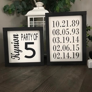 Set of 2 Personalized Date Sign and Party of Sign, Birthday Sign, Last ...