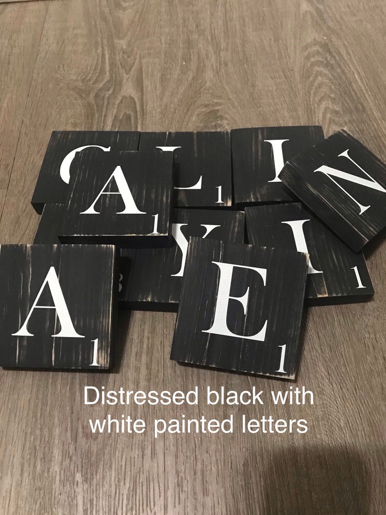 Navy Blue Distressed Scrabble Tiles Painted Letters Scrabble - Etsy