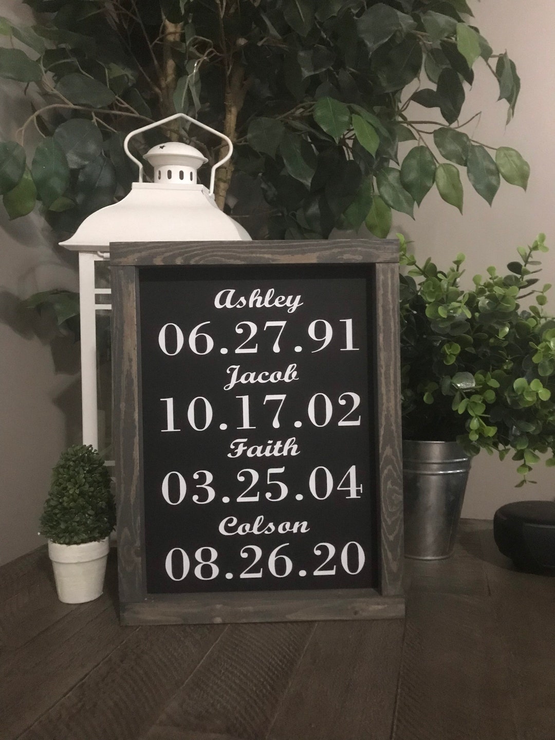 Personalized Date Sign With Names, Family Name and Birthday Sign ...