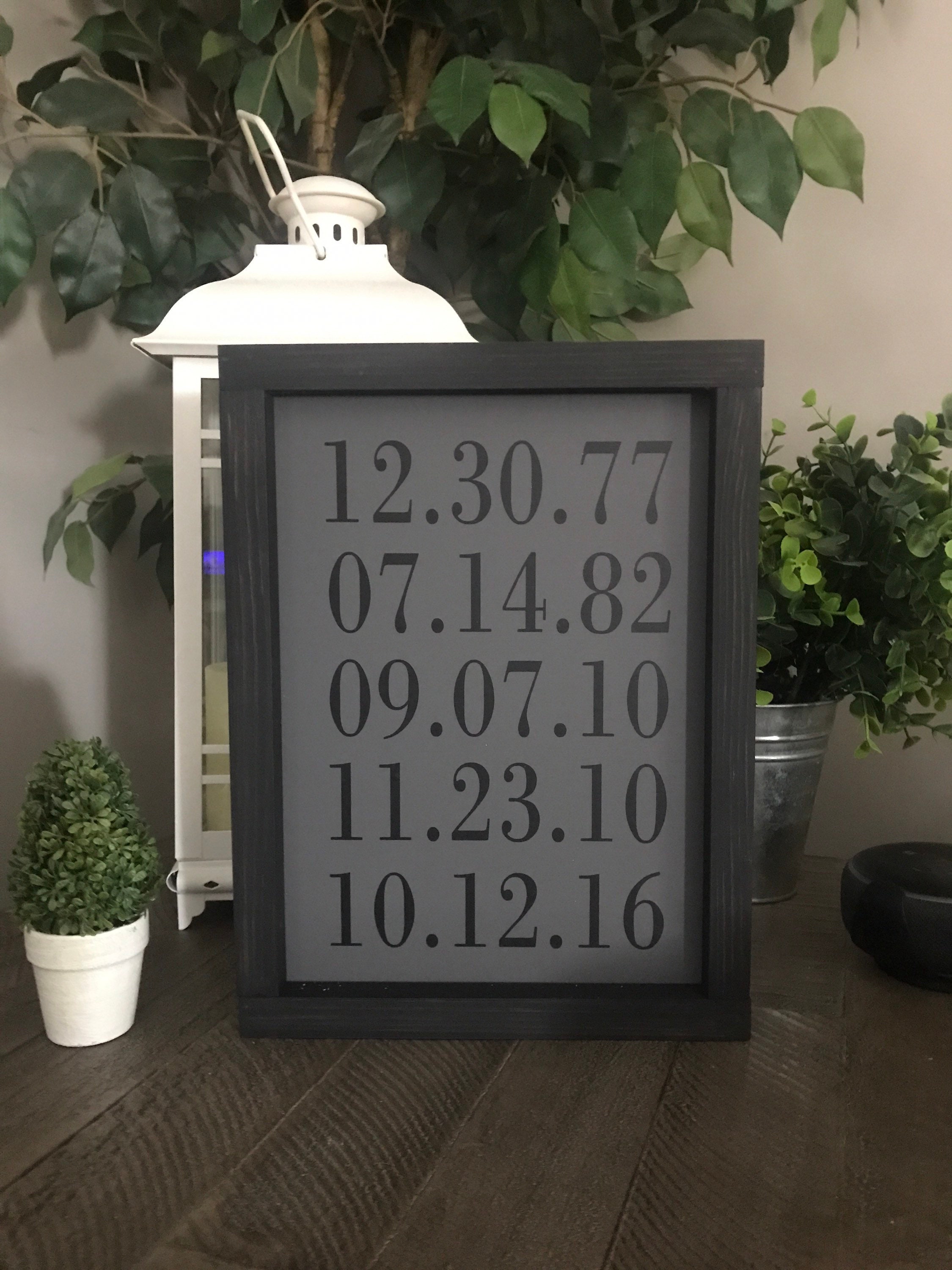 Personalized Family Date Sign, Significant Dates, Framed Wood Sign - Etsy