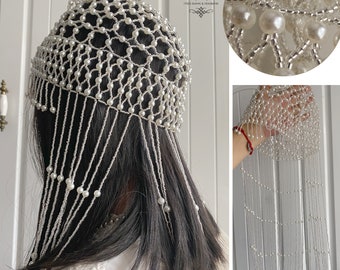 1920s Style FULLY Beaded RED Fringe FLAPPER Head Cap Skull - Etsy