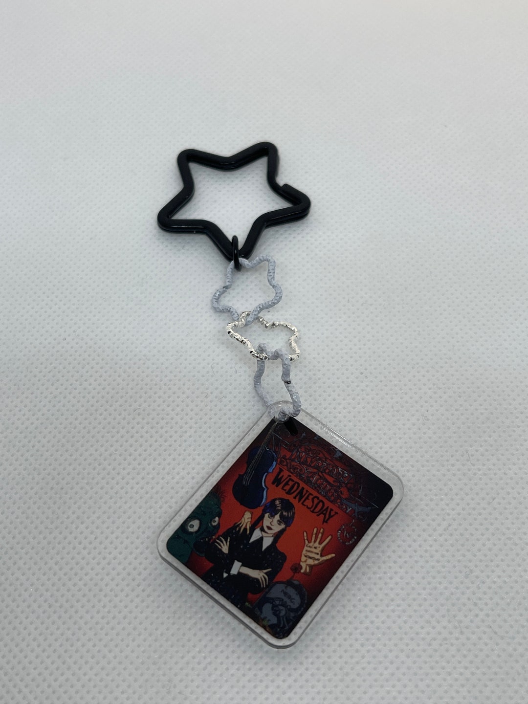 Wednesday Addams, Handmade Keyrings, Alt, Goth, Black, Rainbow ...