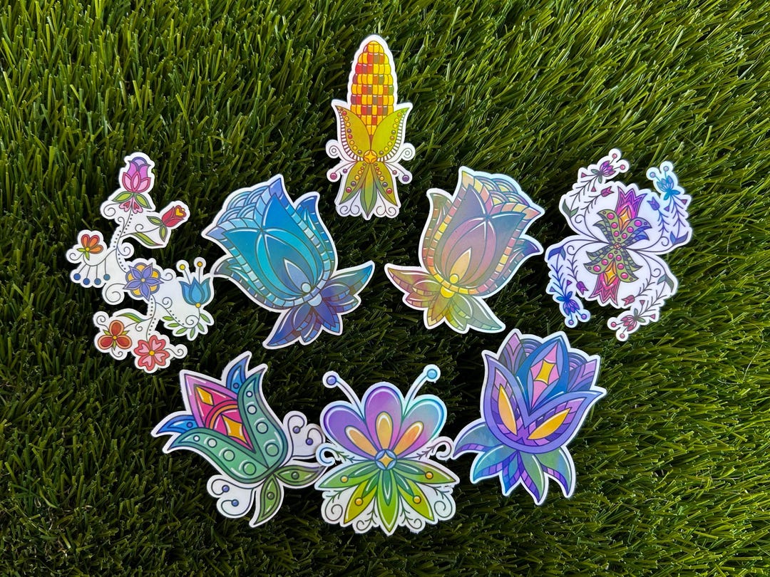 Unique Indigenous Floral Stickers - Bundle 8 Stickers - Etsy