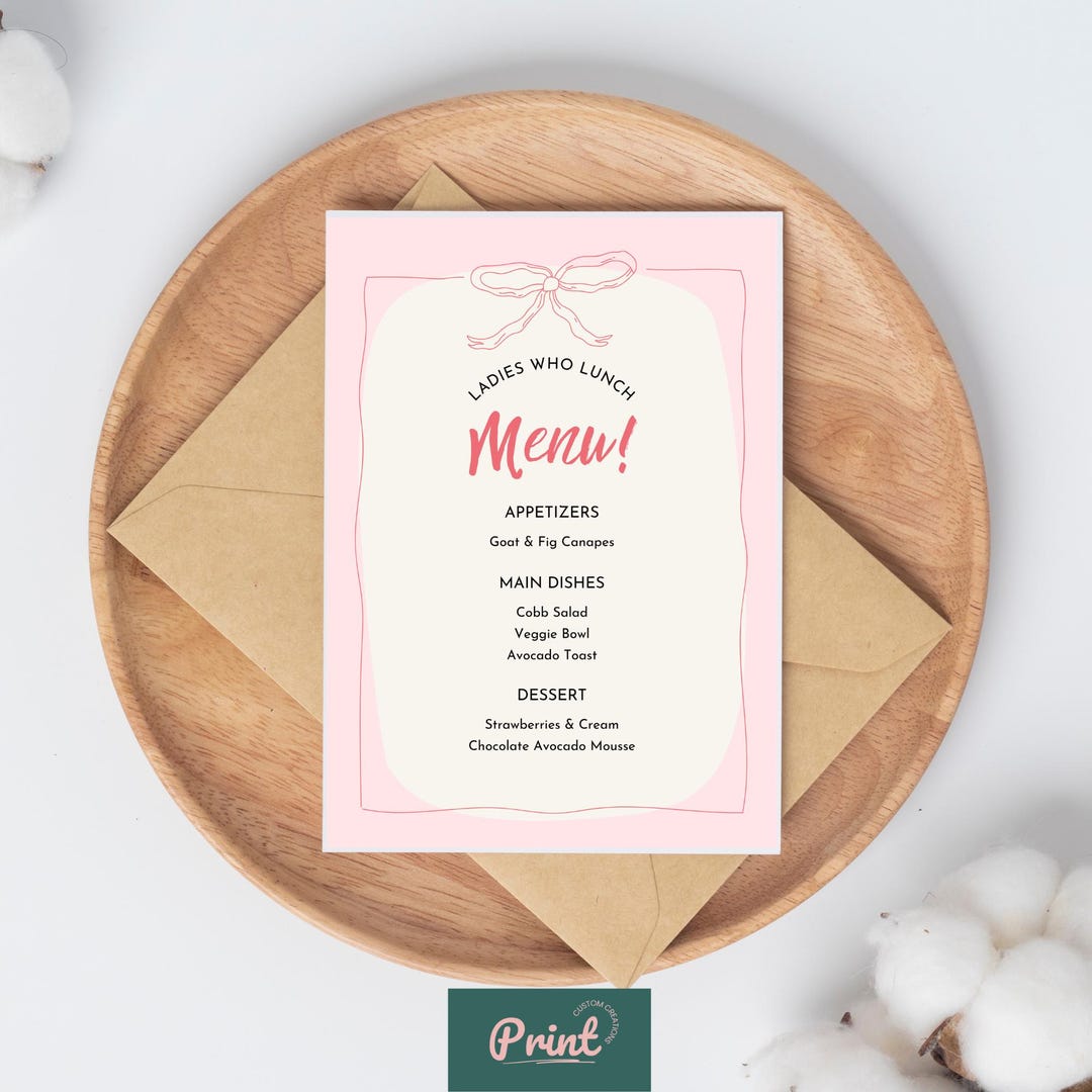Ladies Who Lunch Menu | Cute Menu for Ladies Lunch | Girls Day Lunch ...