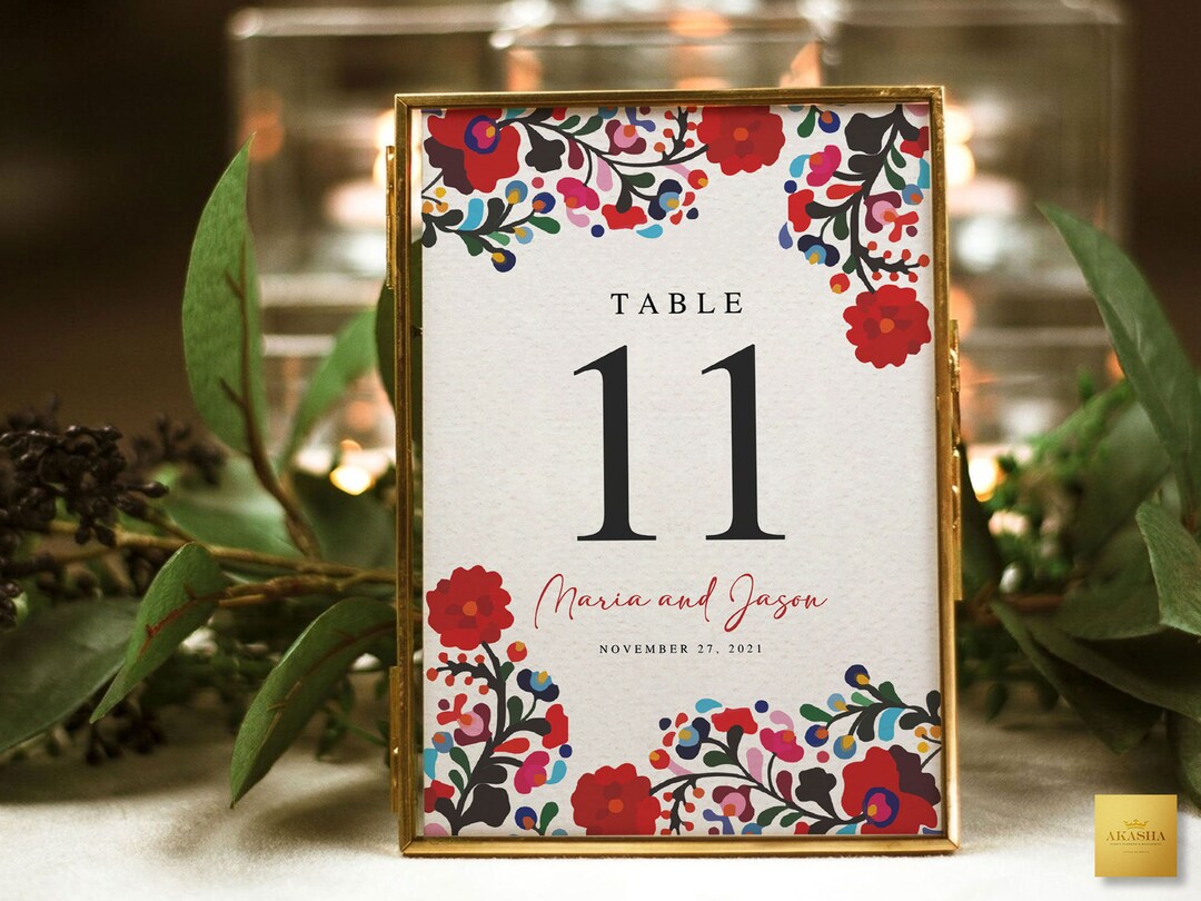 Mexican Theme Wedding Menu Table Number Card, Mexican Wedding Menu ...