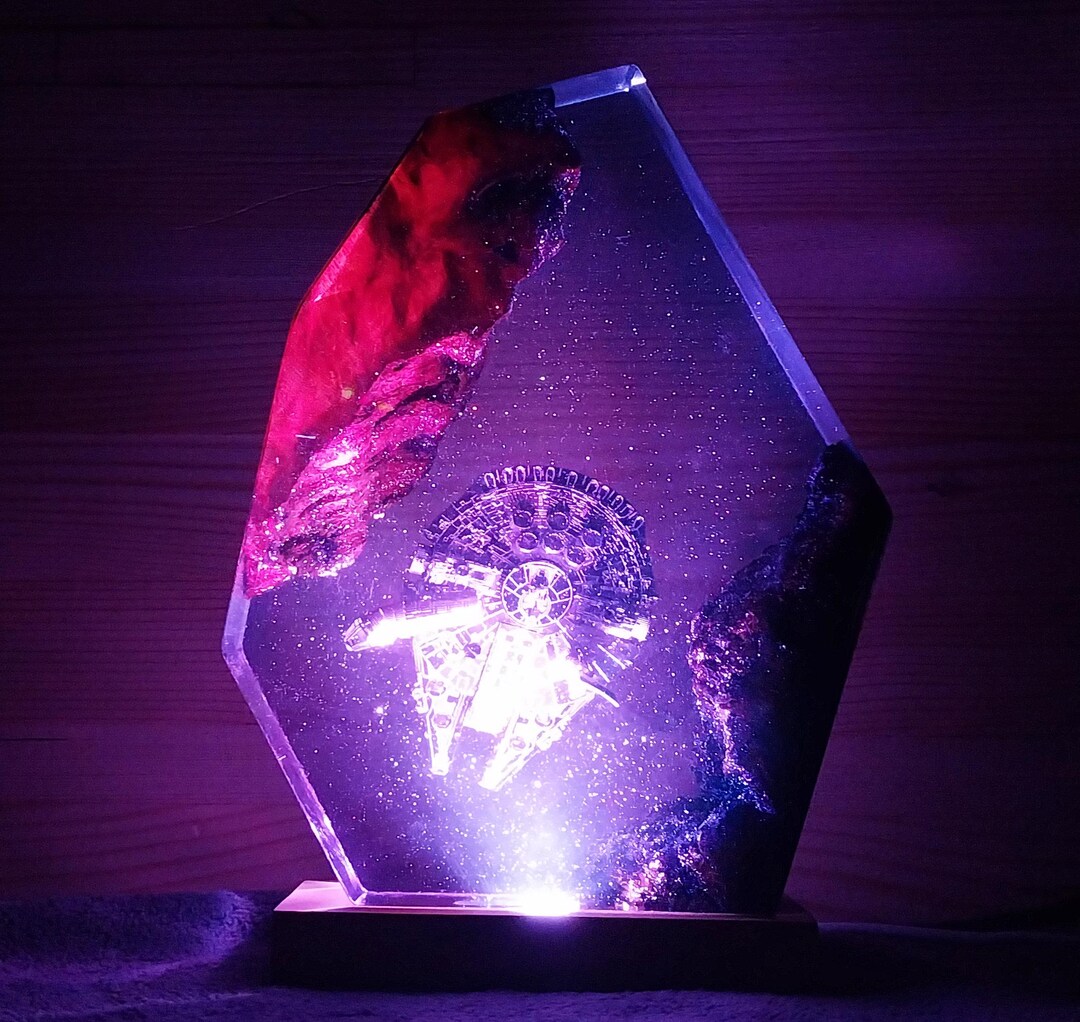 Resin and Wood Space Galaxy Lamp, Space Night Lights, Resin Lamp ...