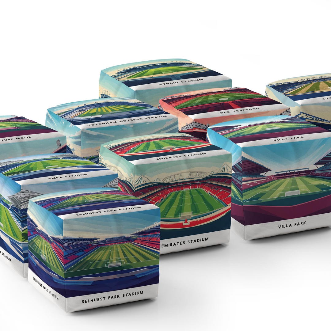 Football Fans Club Team League Stadiums Novelty Ottoman Filled Pouffe ...