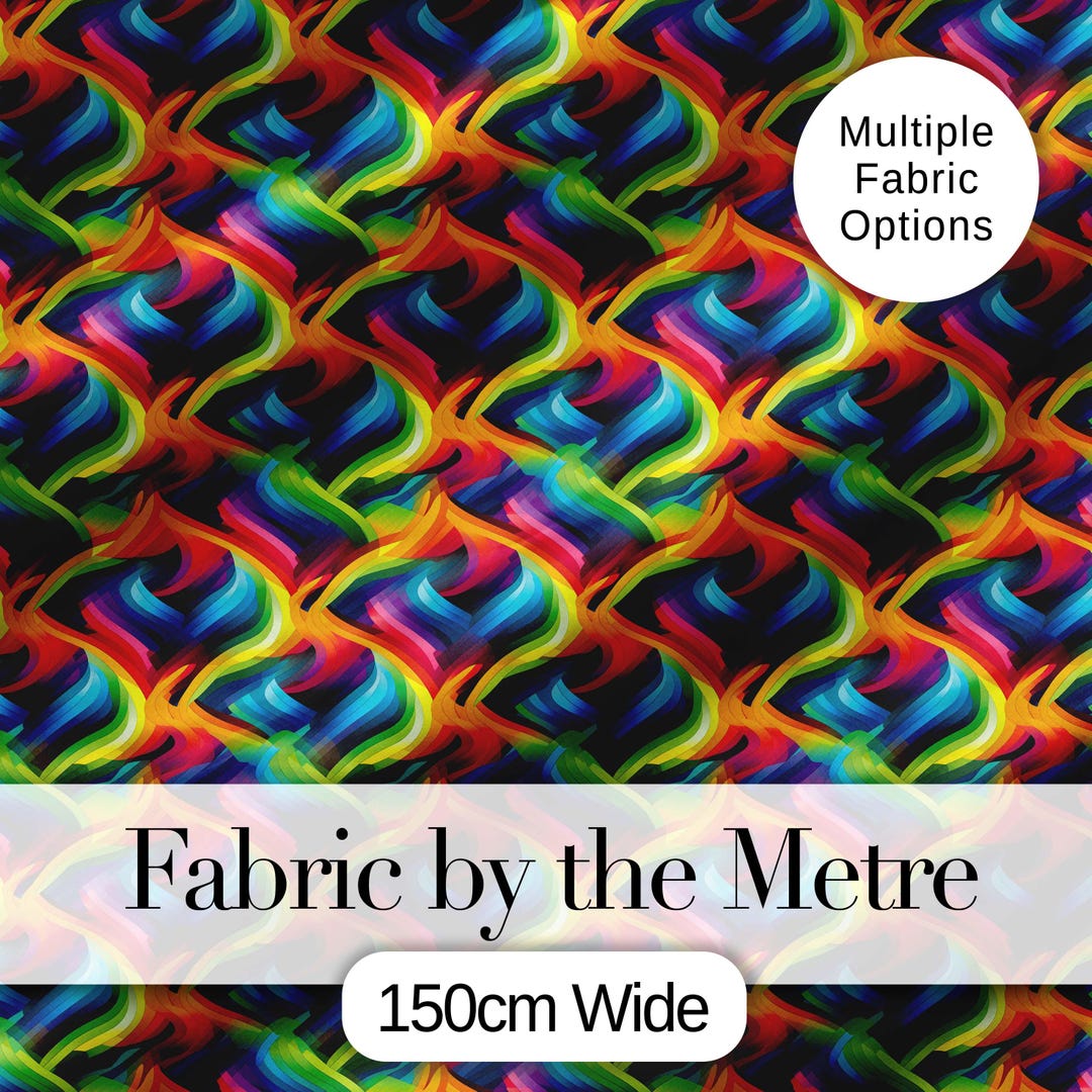 Bold Multicolour Abstract Wave Lines Seamless Pattern Digital Print ...