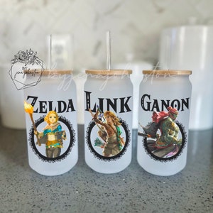 18oz Zelda. TOTK. Link. Zelda. Ganon. Glass Can Tumbler Cup. Glass ...