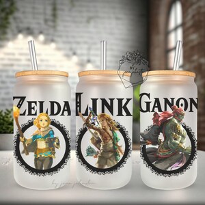 18oz Zelda. TOTK. Link. Zelda. Ganon. Glass Can Tumbler Cup. Glass ...