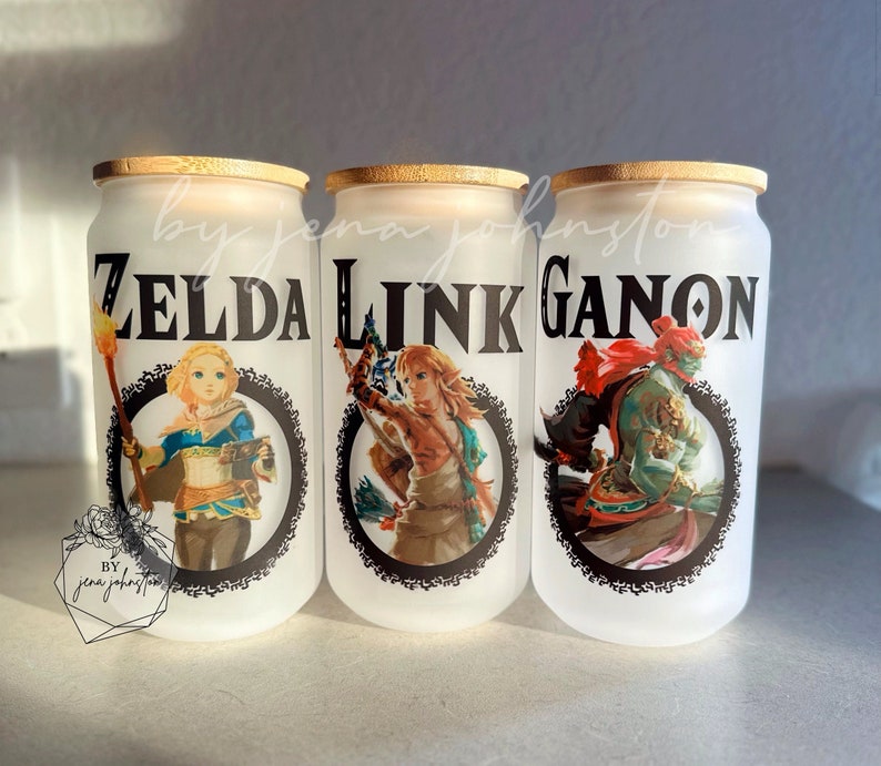 18oz Zelda. TOTK. Link. Zelda. Ganon. Glass Can Tumbler Cup. Glass ...