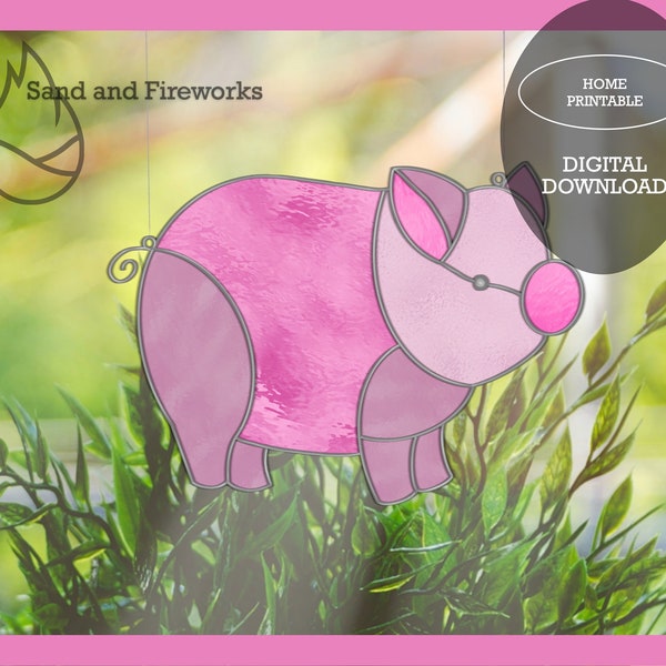 Stained Glass Pig - Etsy