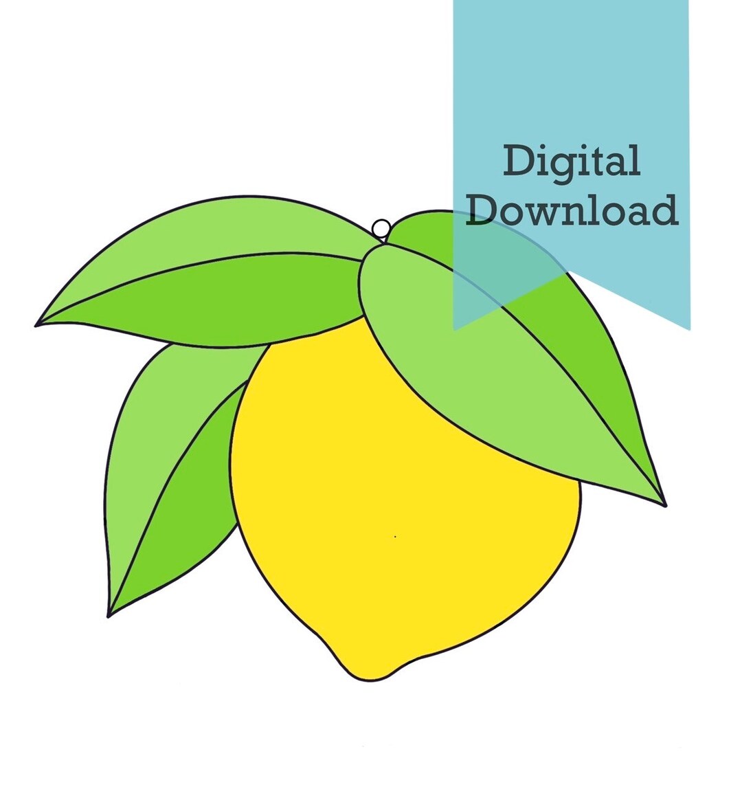 Stained Glass Pattern, Leafy Lemon Design, Tropical Fruit Glass Pattern ...