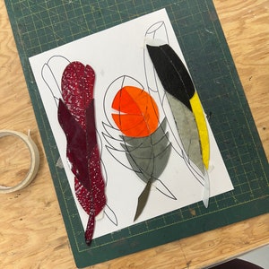 Stained Glass Canadian Bird Feather Pattern Bundle, Cardinal, Robin ...