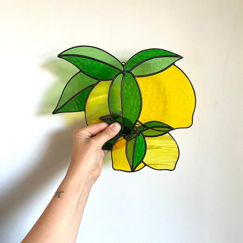 Stained Glass Pattern Double Lemon Design Tropical Fruit - Etsy