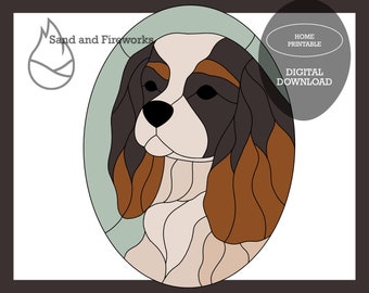 Cavalier King Charles Spaniel Printable Digital Download Stained Glass ...