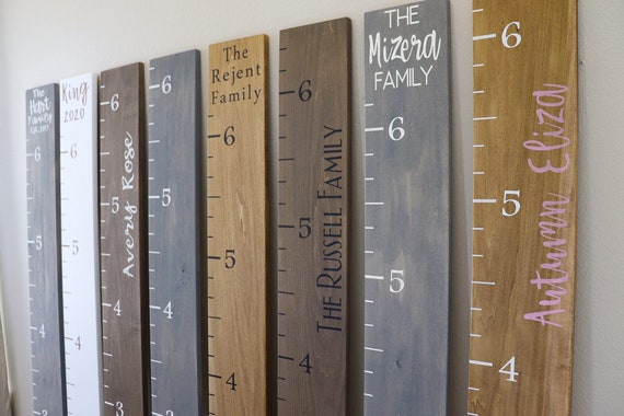 Personalized and Painted/stain Kids Wooden Growth Chart Ruler - Etsy