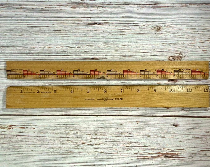 Pair of Vintage Wood Rulers Westcott School Office Supplies Eyesaver - Etsy