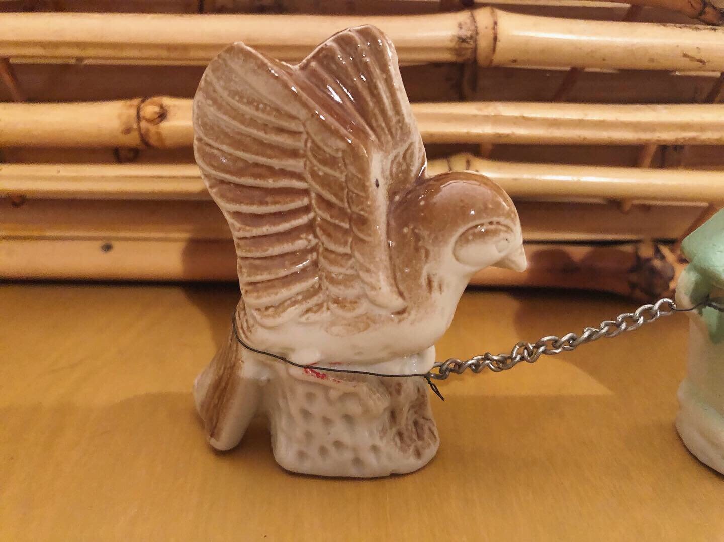 Vintage Chained Bird and Birdhouse Figurines - Etsy
