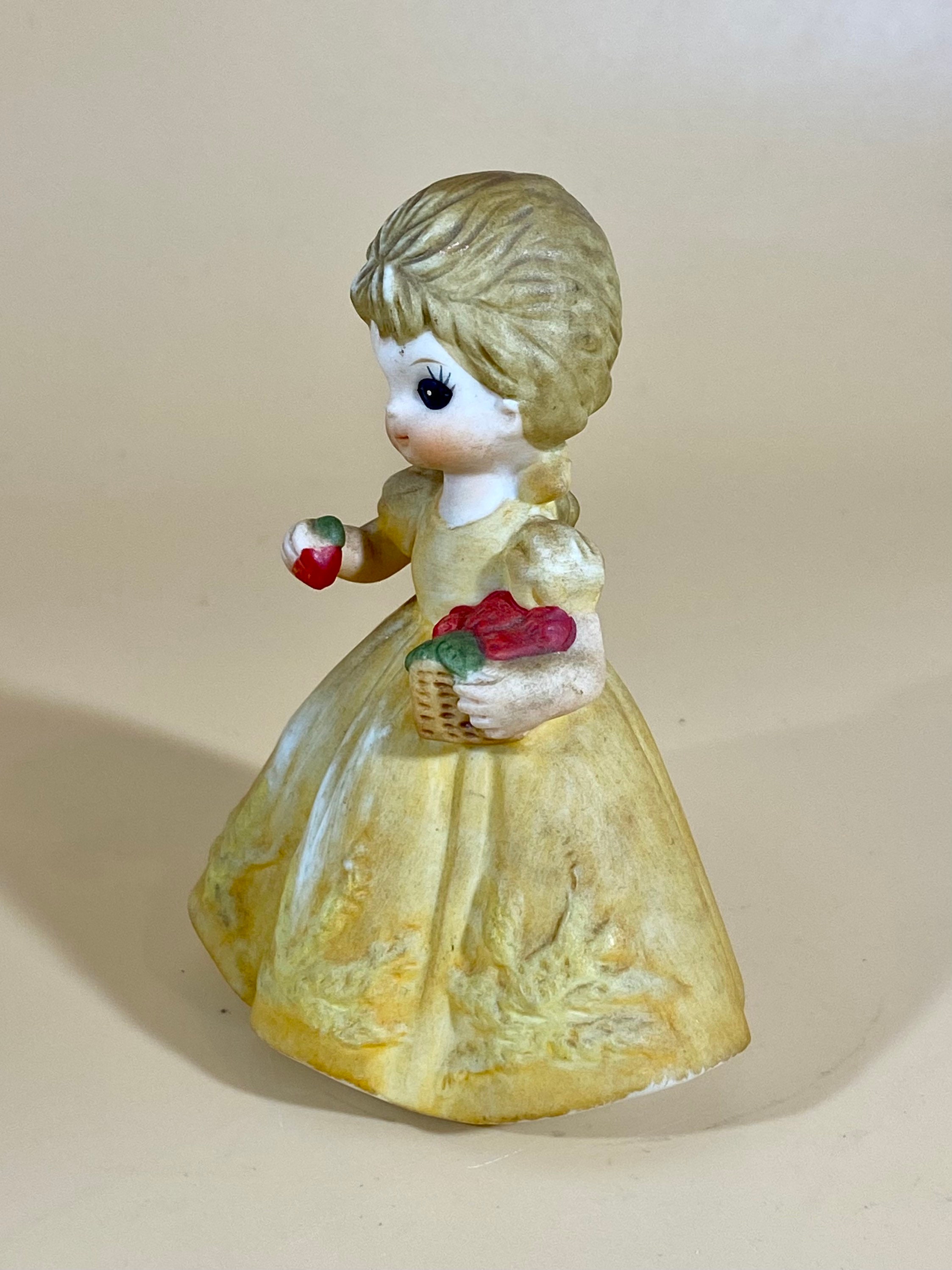 Vintage George Good Corporation Figurine Girl Yellow Dress Basket - Etsy