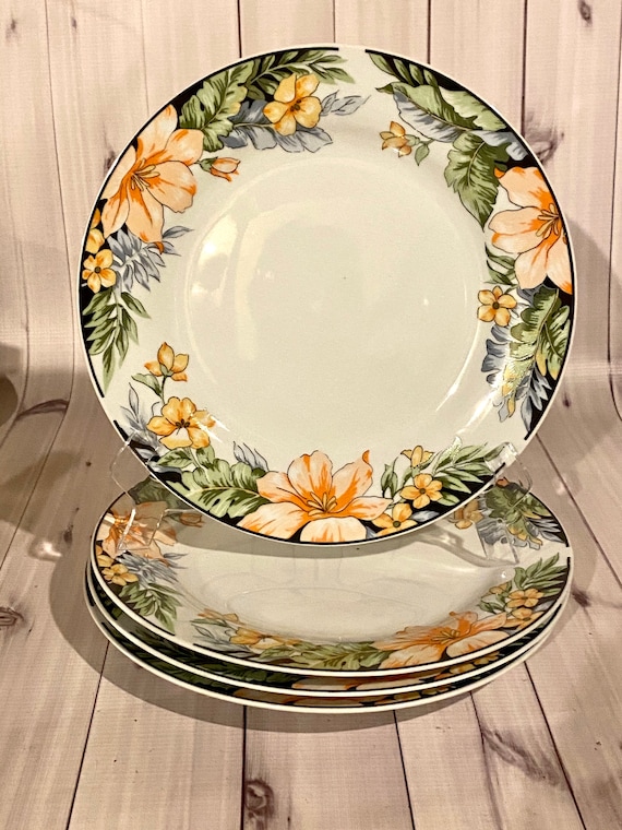 Set of 4 Hibiscus Flower Dinner Plates - Etsy