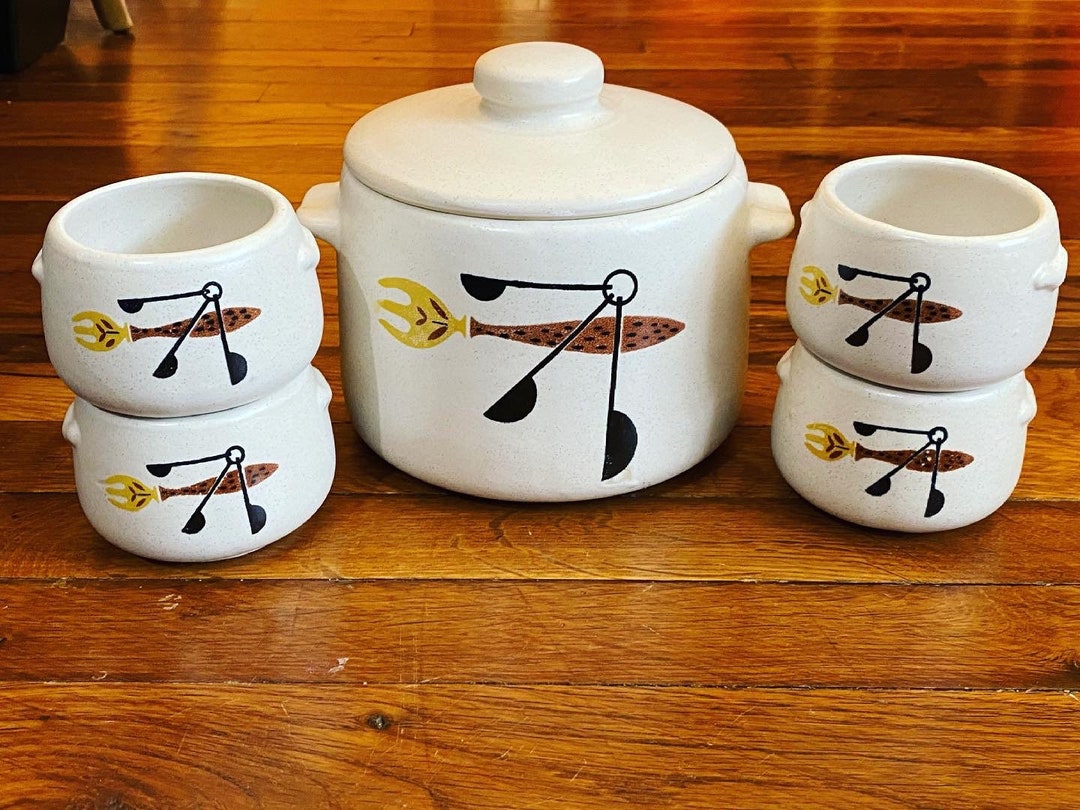 Vintage West Bend Crockpot Set Bowls Retro Soup Westbend Food Kitchen ...