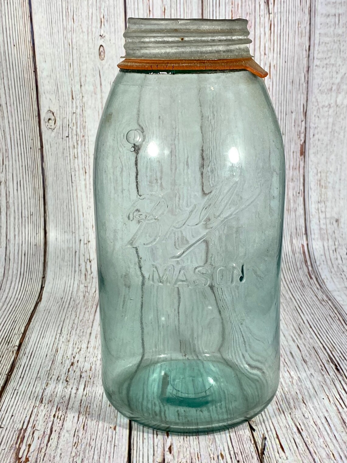 Large Antique Blue Mason Ball Jar With Lid - Etsy