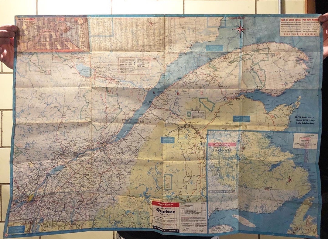 Vintage Québec Road Map - Etsy