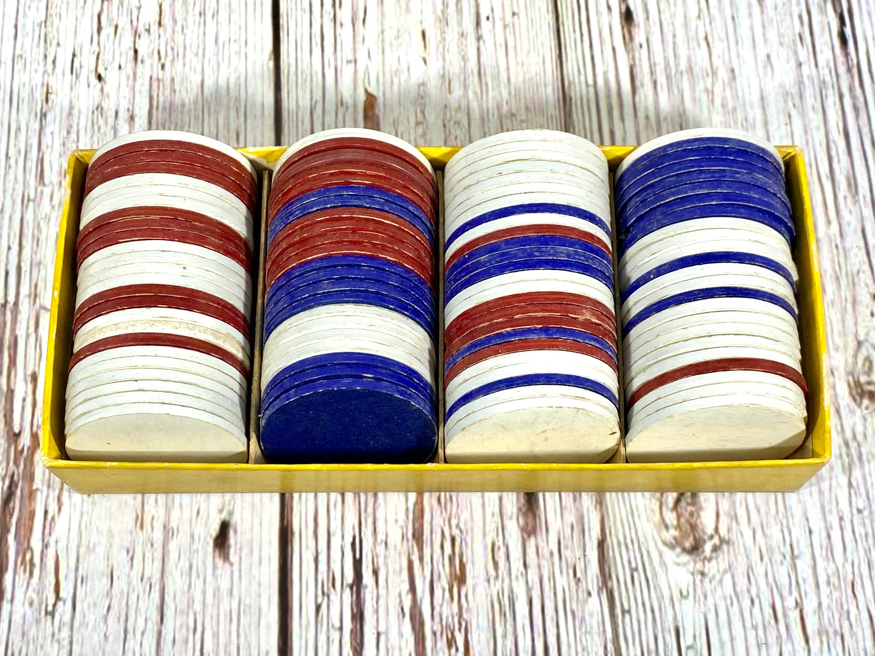 Vintage Set of Paper Poker Chips With Box US Playing Card | Etsy