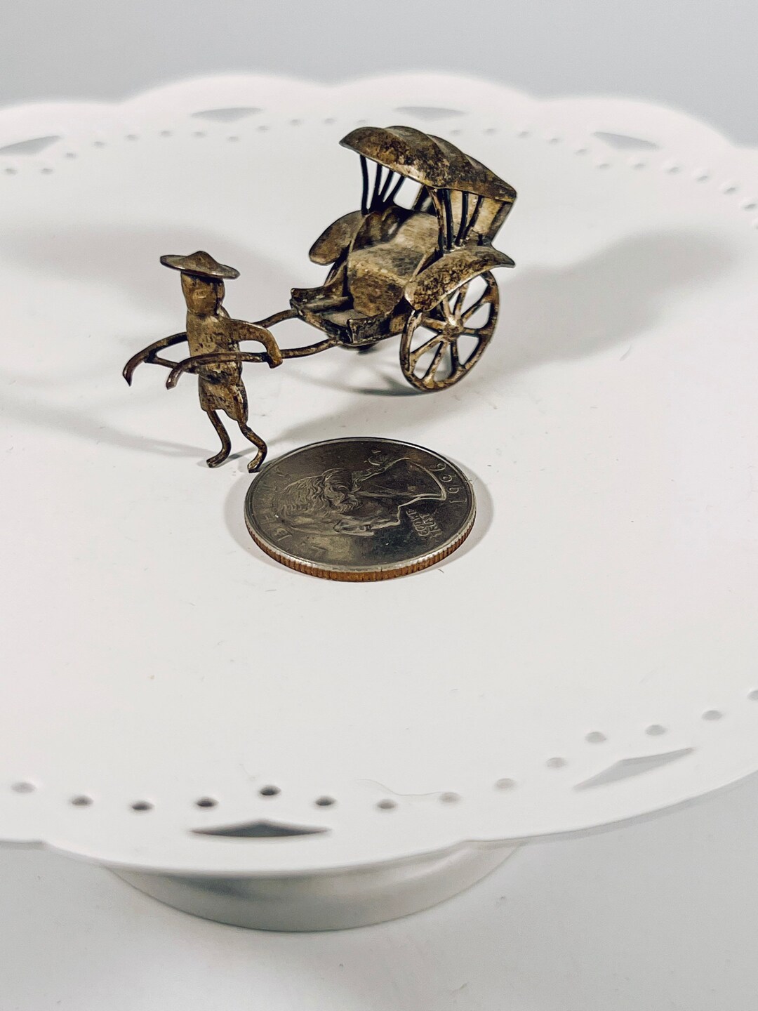 Vintage Miniature Rickshaw Figurine Mini Antique Asian Silver Detailed ...