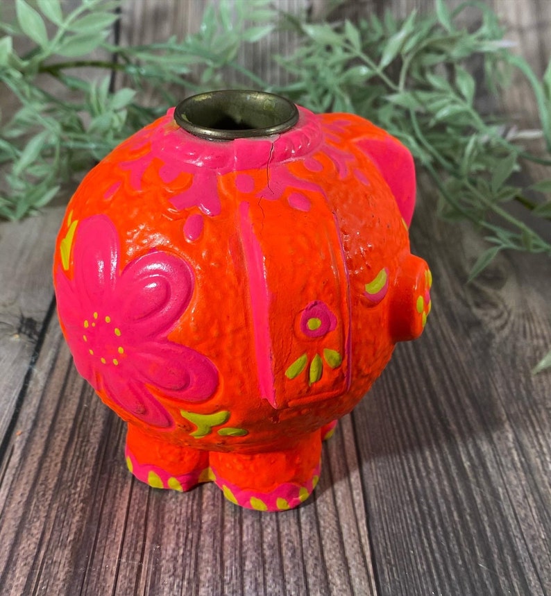 Vintage 1969 Hallmark Fluorescent Pig Candle Holder | Etsy