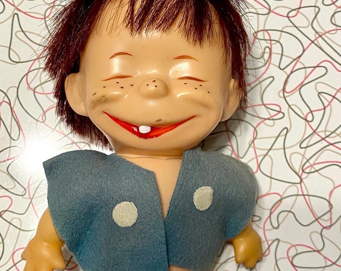 Vintage Smiling Buck Tooth Doll Cloth Vest Toy Freckles Squinting Brown ...