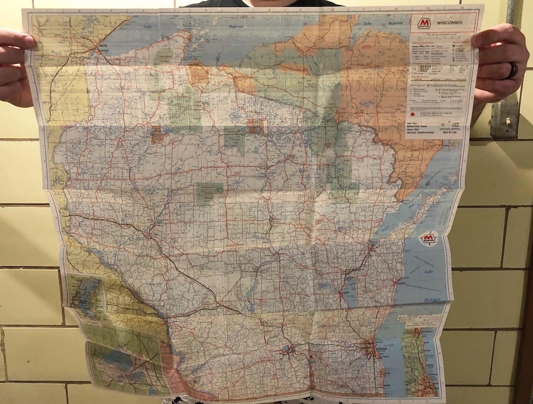 Vintage Wisconsin Road Map - Etsy