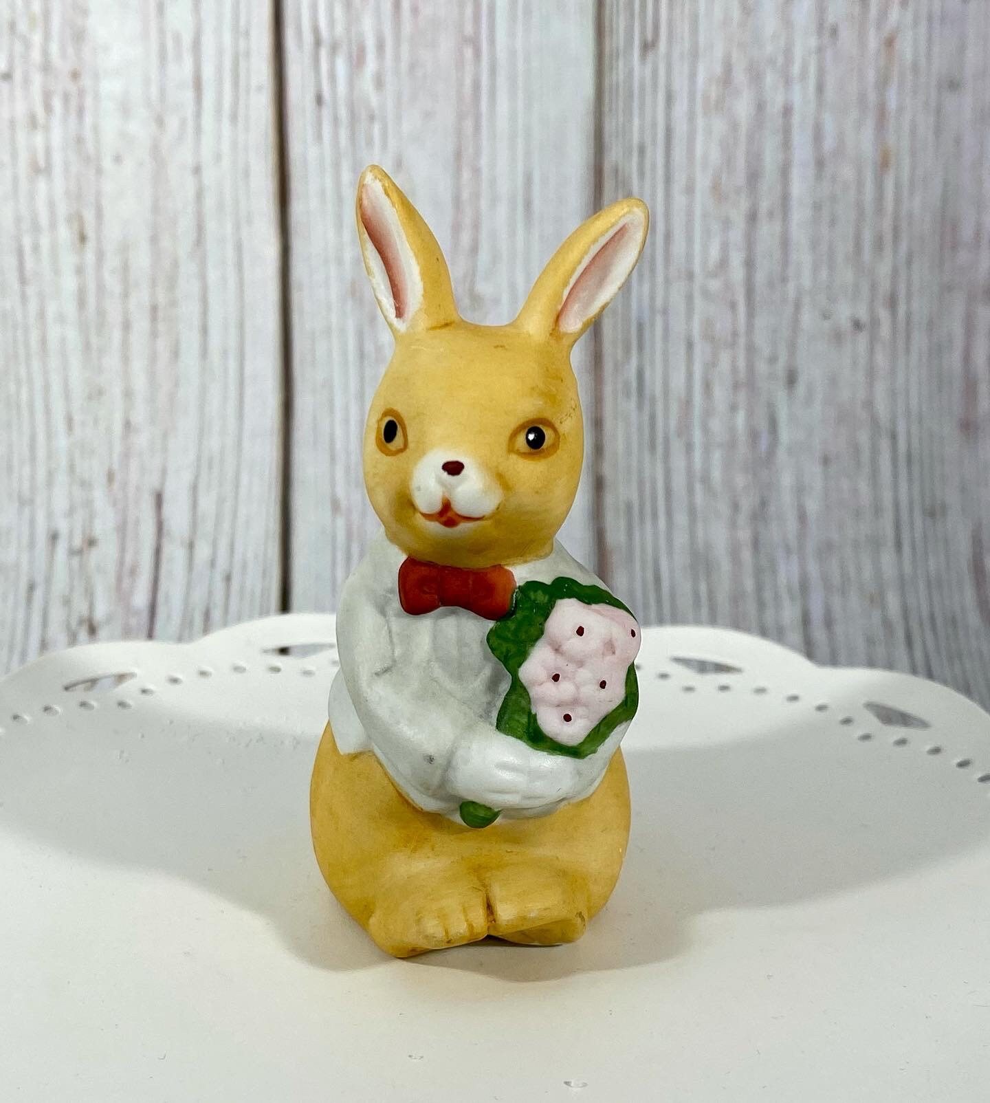 Vintage Anthropomorphic Bunny Figurine With Jacket and Flowers - Etsy