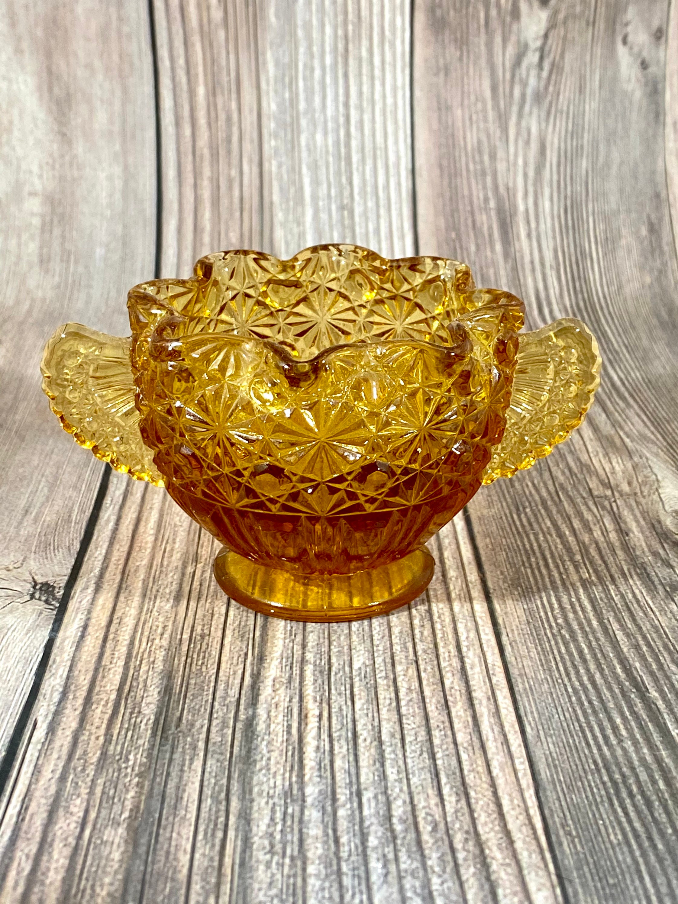 Vintage Amber Cut Glass Small Bowl and Oil and Vinegar Cruets - Etsy